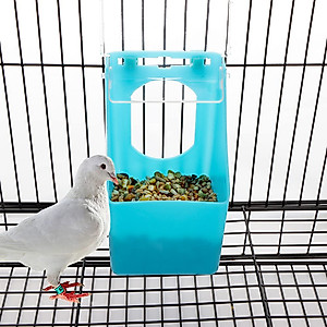 2 Pcs Pigeon Plastic Feeder, Bird Food Feeding Hanging Box for Bird Poultry Pigeon Parrot Parakeet Budgie Cage (One Hole)