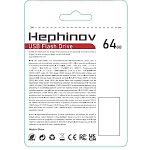 64GB USB 2.0 Flash Drive, Hephinov Mini USB Stick, UDP Thumb Drive, Zinc Alloy Jump Drive, Pen Drive, Memory Stick for PC/Computer/Sound/Speaker/External Storage (USB 2.0 64G)