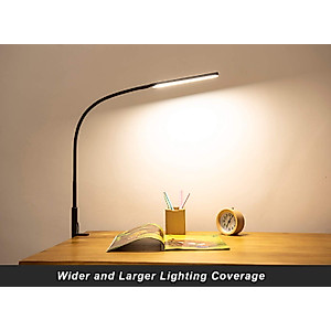 Psiven LED Desk Lamp, Swing Arm Table Lamp with Clamp, Flexible Gooseneck Architect Drafting Task Lamp(3 Lighting Modes, Dimmable, Memory Function) Eye Care Desk Light for Workbench, Monitor, Reading