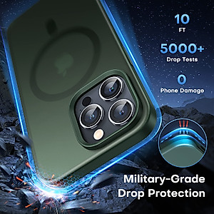 TAURI [5 in 1 Magnetic Case for iPhone 14 Pro Max [Military Grade Drop Protection] with 2X Screen Protector +2X Camera Lens Protector, Translucent Slim Fit Designed for Magsafe Case-Green