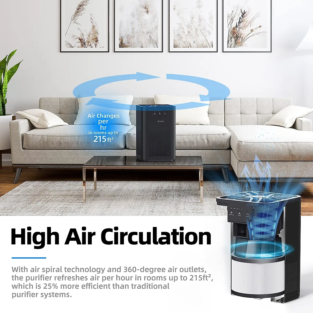 AROEVE Air Purifier with Three Filter(One Basic Version & Two Pet Dander Version)