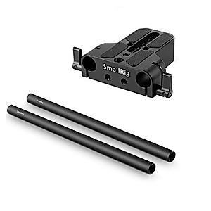 SmallRig Baseplate with Dual 15mm Rod Clamp + 15mm Black Aluminum Alloy Rod(M12-30cm)