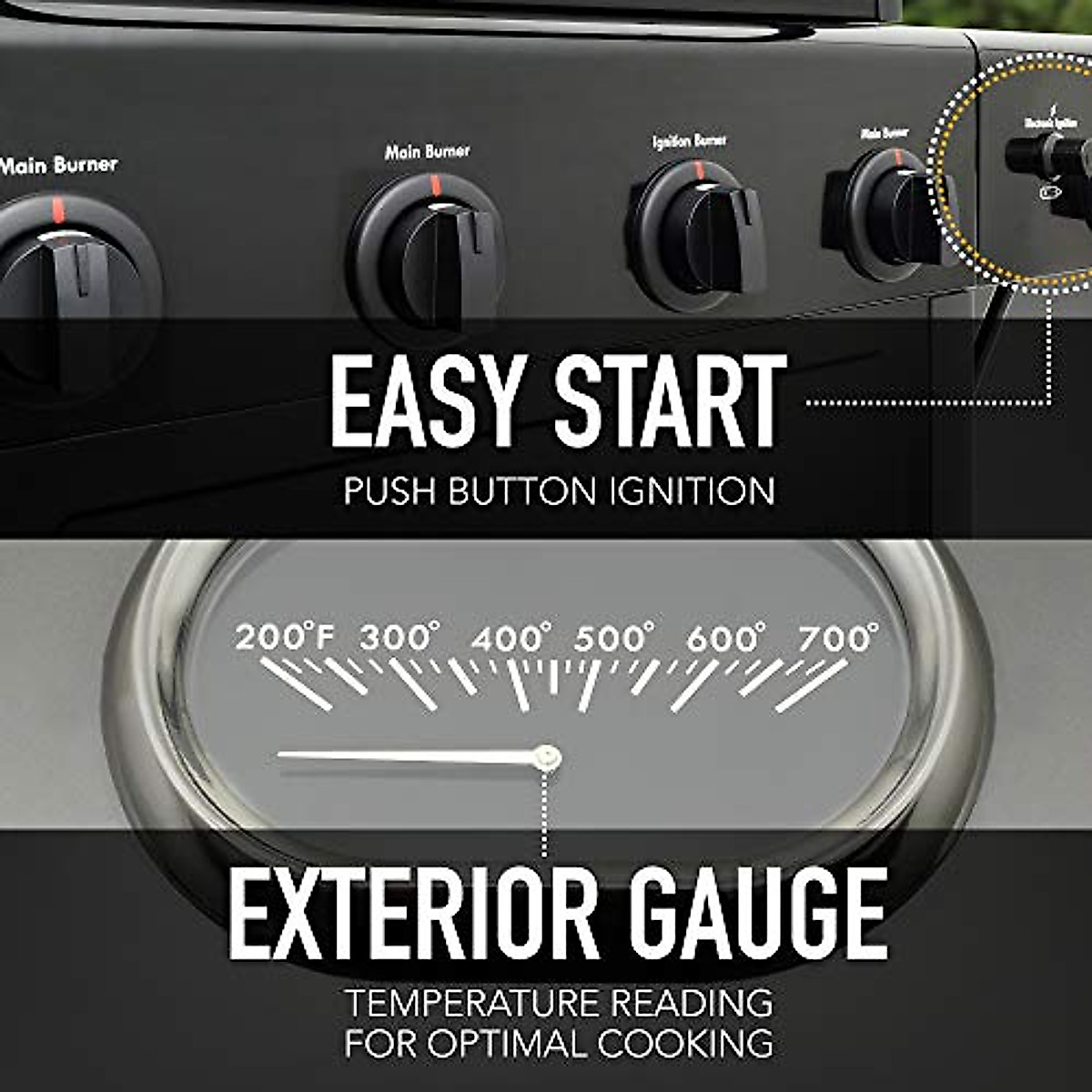 Kenmore PG-A40406S0L-1 BBQ Grill | 4-Burner Outdoor Barbecue Liquid Propane BBQ Gas Grill with Side Burner and Side Tables, 53000 BTU, Open Cart, Black