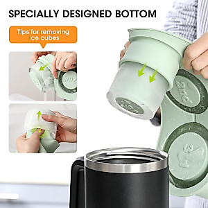 Aieve Ice Cube Tray for Stanley Cup, Aieve Ice Mold Silicone Ice Tray for 40oz 30oz Stanley Tumbler Stanley Cup Accessories with 4 pcs Straws (Green)