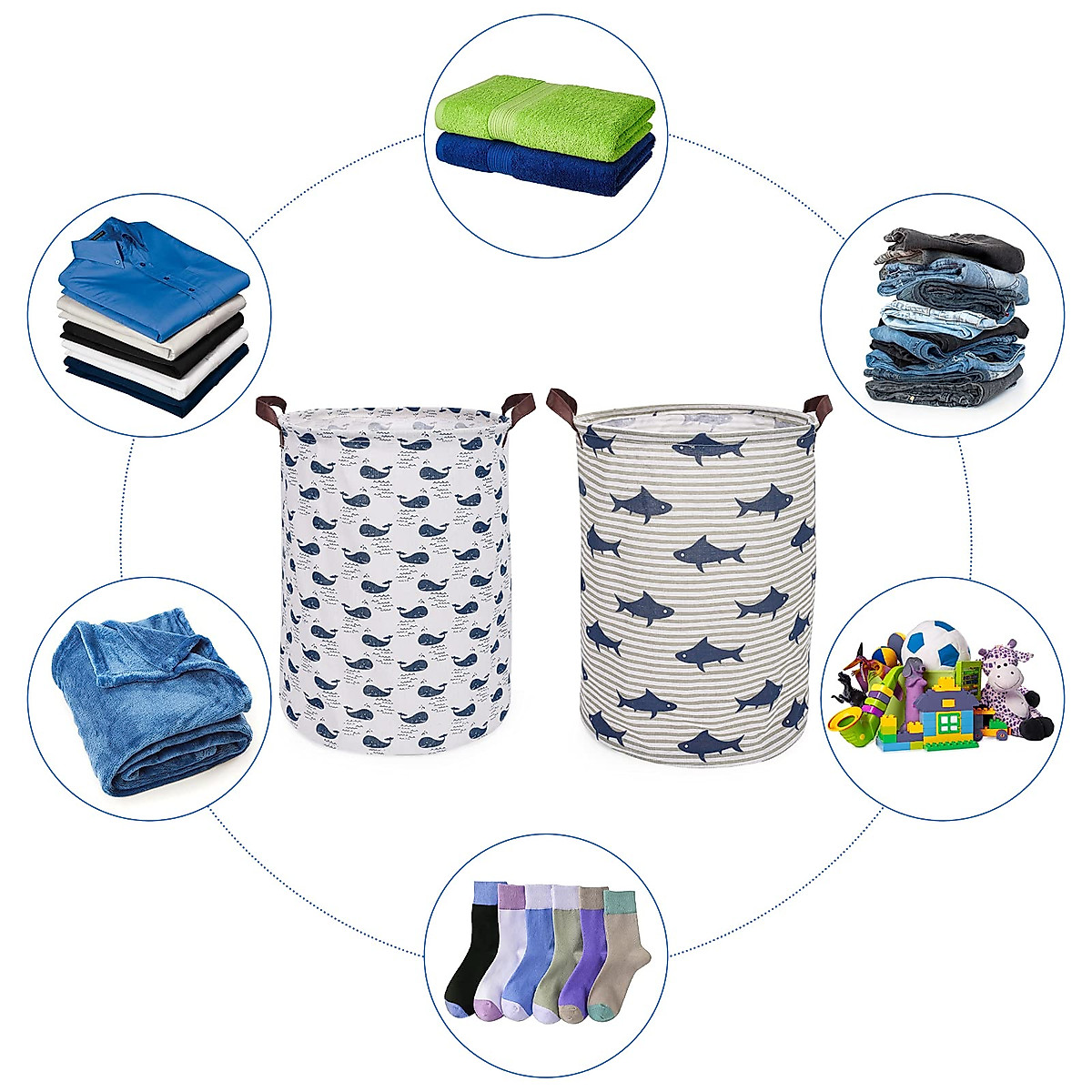 Seebel Strorage Basket,Nursery Hamper Canvas Laundry Basket Foldable with Waterprrof PE Coating Foldable Home Organizer for Kids Boys and Girls,Office,Bedroom,Clothes,Toys-Yellow Grid, Flower