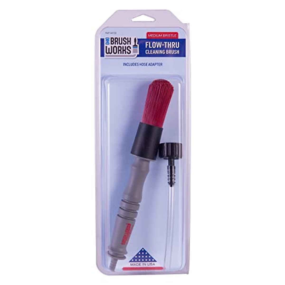 Ohio Brush Works, Flow-Through Cleaning Brush, Handmade, Garden Hose Adapter, Solvent, Heat and Abrasion Resistant, Everyday Scrubbing Brush, Easy Grip, Polyester Filament (Medium Bristle)