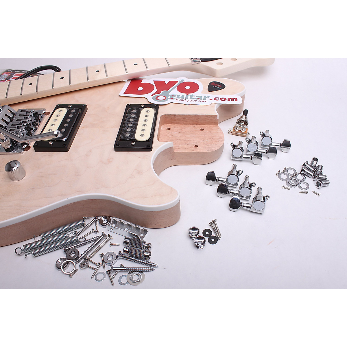 BYOGuitar Guitar Kit Quilt Top with Zebra Humbuckers