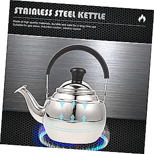 GRADENEVE Stainless Steel Kettle Whistling Coffee Pot Whistling+kettle+with+removable+spout Steel Gas Tea Kettle Whistling Coffee Kettle Boiling Teapot Espresso Machines Teapot for Silver