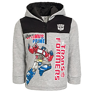 Transformers Optimus Prime Little Boys Fleece Half Zip Hoodie Gray 7-8