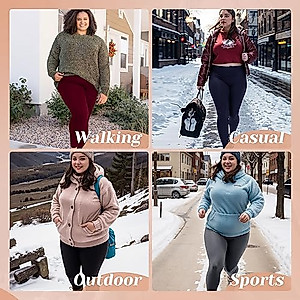 HLTPRO 3 Pack Plus Size Fleece Lined Leggings with Pockets for Women - Black Thermal Warm High Waisted Yoga Pants for Workout