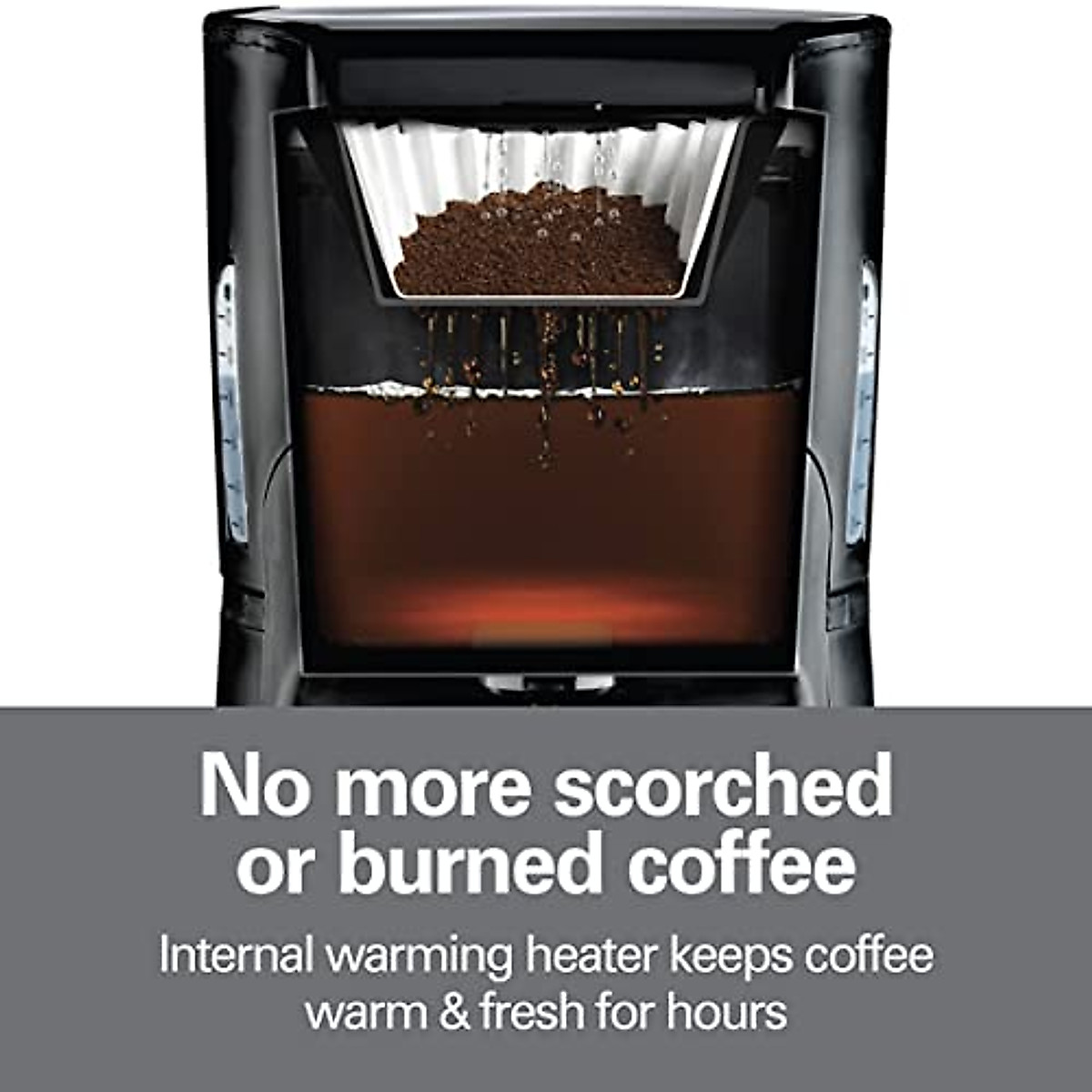 Hamilton Beach One Press Programmable Dispensing Drip Coffee Maker with 12 Cup Internal Brew Pot, Removable Water Reservoir, Black & Stainless Steel (48465)