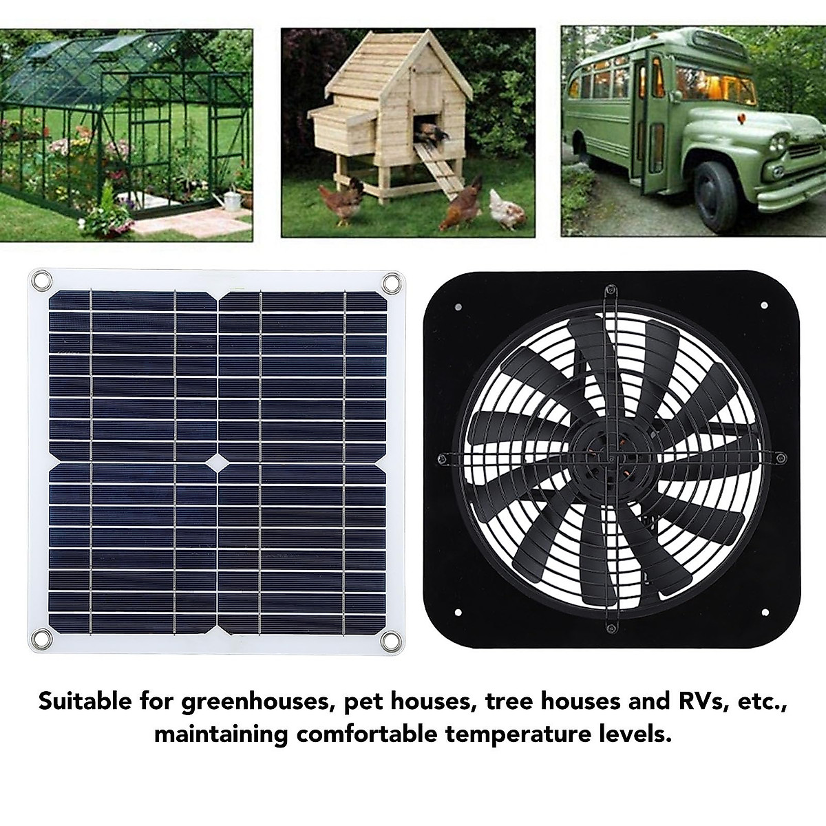 Fdit Solar Powerful Attic Exhaust Fan Quietly Cools, Solar Panel Powered Exhaust Fan 13.5 Inch Solar Powered Attic Ventilator for Pet House Chicken Coop Rv Greenhouse