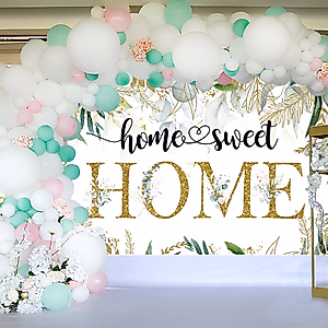 Crefelimas Greenery Home Sweet Home Backdrop Housewarming Decorations Background New House Party Photography Wedding Bridal Shower Copper Grommets Banner