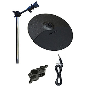 Alesis Turbo/Nitro Express 10 Inch Cymbal with 19 Inch Cymbal Arm/Clamp and Silverline Audio 10ft Connection Cable Bundle - Compatible with Surge, Command, Crimson, Strike