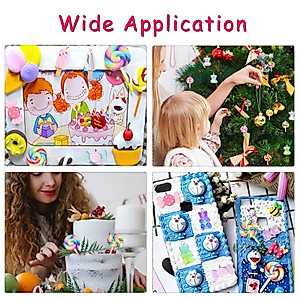 ZOCONE Colorful Candy Pendant Charm, 60 Pcs Mixed Cute Charms Set Contains Gummy Bear Charms Ice Cream Sweet Candy Pendants Lollipop Shape Polymer Clay Charms, Resin Charms for Jewelry Making