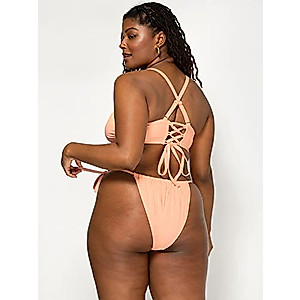 Smart & Sexy Women's Standard Swim Underwire Top String Bikini Set, Peach Gelato