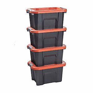CX CRAFTSMAN, 10-Gallon Highly Durable Storage Bin & Dual Latching Lid, (12.7”H x 15.7”W x 22.7”D), Versatile Stacking Tote and Weather-Resistant Design, American Made [4 Pack]
