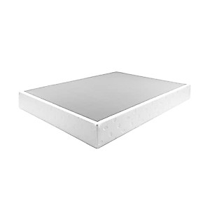 Panana 9 Inch Metal Box Spring Bed Base/Heavy Duty Steel with Fabric Cover/Mattress Foundation/Metal Frame Easy Assembly,Queen,White