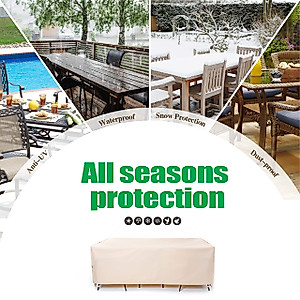 F&J Outdoors Patio Furniture Covers, Waterproof UV Resistant for Table & Chairs Set, Beige, 86"x44"