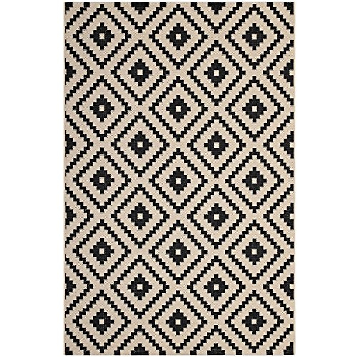 Modway Perplex Geometric Diamond Trellis 5x8 Indoor and Outdoor In Black and Beige