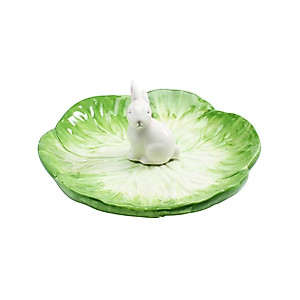 Housoutil Cabbage for Shaped Easter Porcelain Multipurpose Dessert Snack Mixing Design Snacks Tray Serving Bowl Party Display Chinese Salad Kids Green Dinner Plate Seasoning Round Fruit