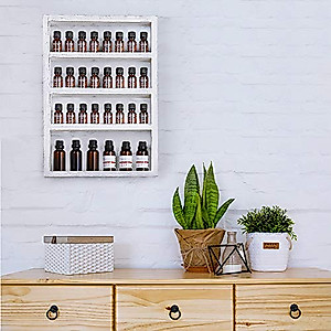 LIANTRAL Essential Oil Storage, Essential Oil Shelf Wall Mounted Wooden Display Shelf Rack for Essential Oils & Nail Polish, Rustic Grey White