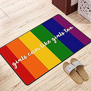 Pride LGBT Bisexual Girls Pattern Area Rugs Non-Slip Machine Washable Floor Mat, Doormat Carpet Decorations for Living Room Bedroom Bathroom Kitchen (36 x 24 inches,Rainbow)