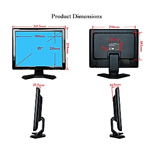 iChawk 15'' inch PC Monitor 1024x768 4:3 Single VGA Port Plastic Outer Housing VESA 75x75mm Wall-mounted Base Desktop POS Ordering Machine LCD Screen Display For Industrial Medical Equipment W150PN-27