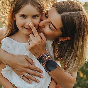 Somesame Compatible with Samsung Galaxy Watch 6/5/4/Active 2 40mm 44mm Band/Watch 6 Classic/Galaxy Watch 5 Pro 45mm/Watch 4 Classic,20mm Boho Beaded 5 Wraps Chakra Bracelet Watch Strap for Women Men