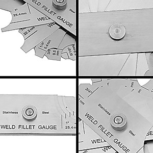 Fillet Weld Set Welding Gauge Gage Test Ulnar Welder Inspection Gauge Both Inch and Metric for Testing of Boilers, Bridges, Shipbuilding, Pressure VES