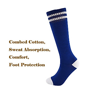 4 Pairs SocksDiary Knee High Socks for Kids, Cotton Soccer Socks for Boys, Girls, Toddlers