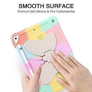GUAGUA Compatible for iPad Air 2 Case for Kids, iPad 6th/5th Generation Case 2018/2017, iPad Pro 9.7 Case Kickstand Cover 2 in 1 Rugged Shockproof Anti-Scratch Tablet Case with Pen Holder, Colorful