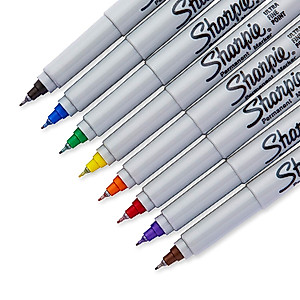 Sharpie 37600PP Ultra Fine Point Permanent Markers (Pack of 3), Classic Colors, 8 Count per Pack, 24 Markers Total; Remarkably Resilient Ink Dries Quickly and Resists Both Fading and Water