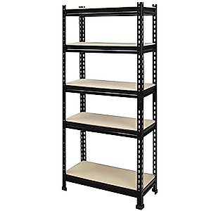 Prilinex Heavy Duty Storage Shelves - 5-Tier Adjustable Metal Garage Shelving Unit, Standing Utility Shelf Racks for Pantry Warehouse Kitchen, 28" W x 12" Dx 59" H, Black