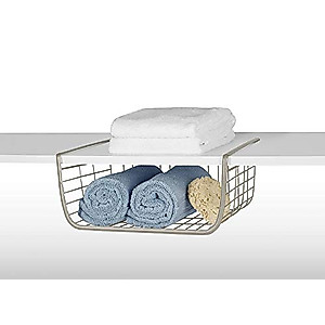 Spectrum Diversified Ashley Small Storage Shelf, Kitchen Cabinet & Pantry Organization & Storage, Bathroom Cabinet Basket, Satin Nickel PC