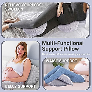 neexan Pregnancy Sleeping Pillow, Soft Pregnancy Wedge Pillow for Tummy, Back and Leg Support, Adjustable Pillowcase (Grey)