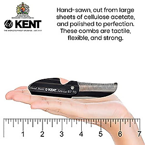 Kent 87T Combo Handmade Folding Pocket Comb for Men, Fine Tooth Hair Comb Straightener for Everyday Grooming Styling Hair, Beard or Mustache, Use Wet or Dry, Saw Cut Hand Polished, Made in England