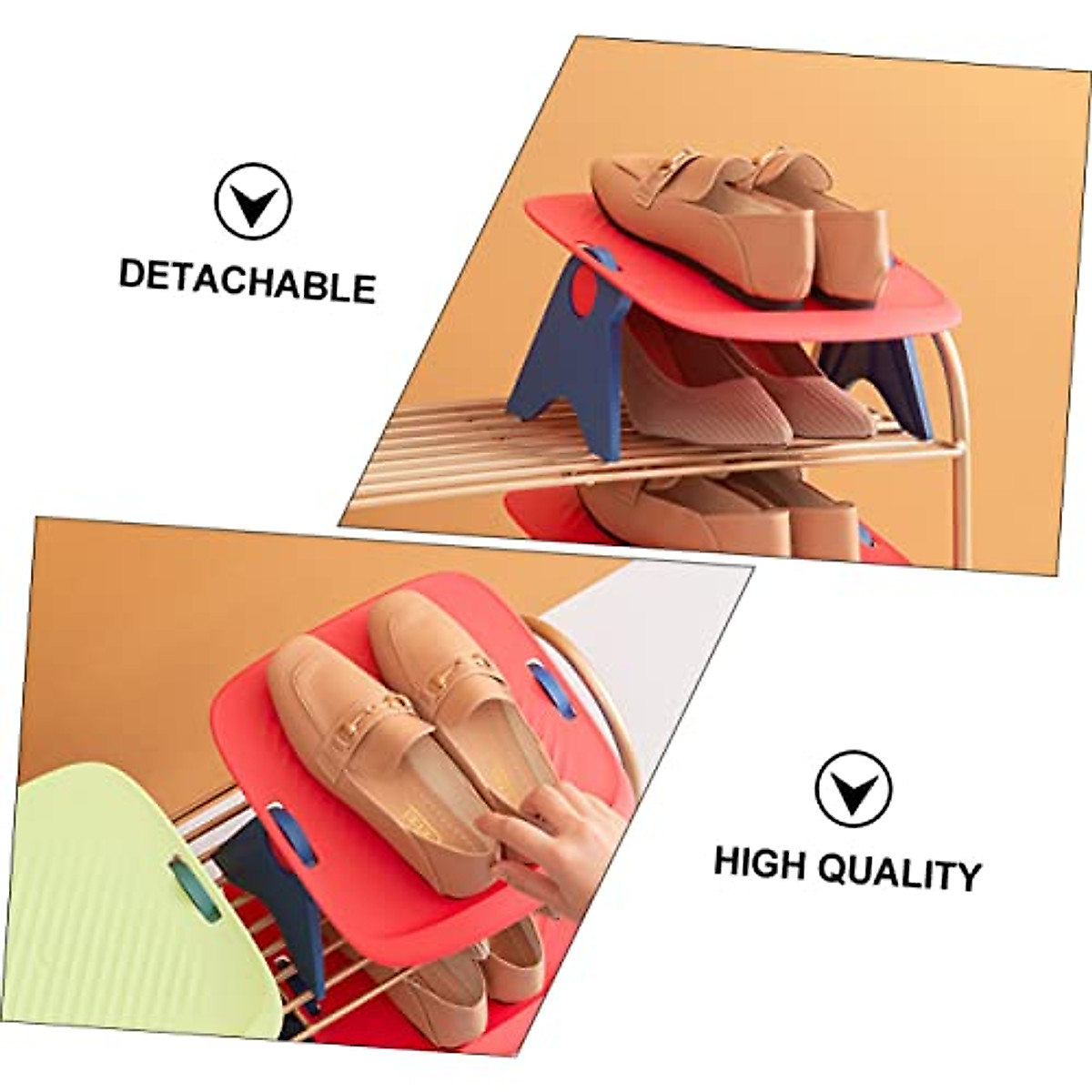 Cabilock 2pcs Storage Rack Shoe Tray Shoe Organizer Shelf Brackets for Shelves Sneaker Heels Shoe Rack Organizer Shoe Stacker Slots Shoe Slots for Shelf Shoes Holder Shoe Rack for Home Set