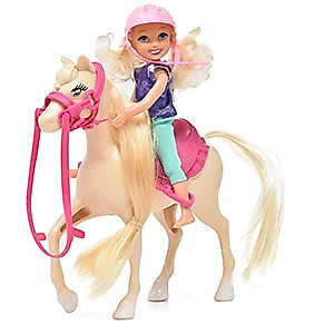 Doll with Horse Playset Toy for Girls Pony Rider Set with Fashion Doll Horse and Riding Helmet for Kids Ages 3 Years and Up