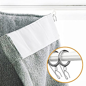popokk 60 Pack Metal Curtain Hooks Drapery Hook Pins Slip on Drapery Hook Pins for Window Curtain,Door Curtain and Shower Curtain,Curtain Hooks for Drapes,Silver
