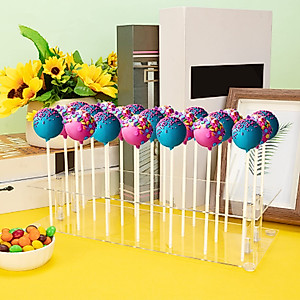 3Packs Cake Pop Stand, 21 Hole Clear Acrylic Cake Pop Holder for Weddings Baby Showers Birthday Parties Anniversaries Candy Halloween Decoration