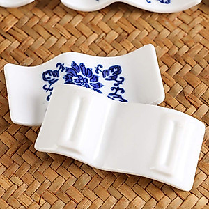 Woonsoon Ceramic Chopsticks Rest Rack Set of 8,Chinese Style Dinner Spoon Stand Knife Fork Holder Chopsticks Stand