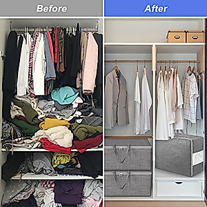 2Pack 105L Extra Large Storage Bags, Folding Moving Comforter Blanket Storage Bags Closet Organizers and Storage Containers for Clothes with Strong Handles&Zippers Clear Window for Bedding Pillow Grey