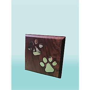 Pat Paw Cremation Urn Box For Ashes Wooden Rosewood Funeral Cremation Urns For Dog # Wooden Burial Urn Decorative Urn Box Loved Memorial Urn Box Funeral Cremation Urn Wooden Pet Urns Home Decors Adults Urn Box Design Urn (3 x 3 x 3 inches)