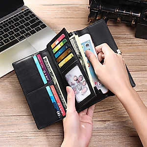 GOIACII Women's Wallet Large Capacity Credit Card Organizer RFID Blocking Long Purse