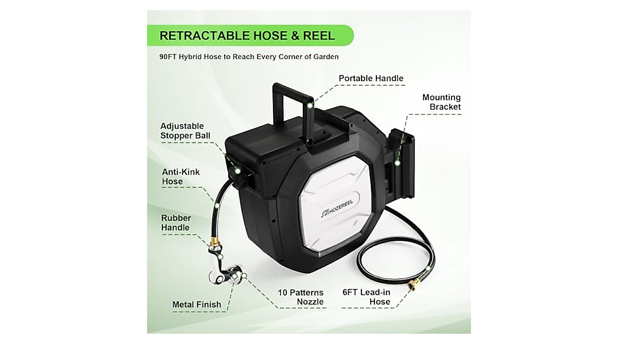 HOZEREEL Heavy Duty Retractable Garden Hose Reel