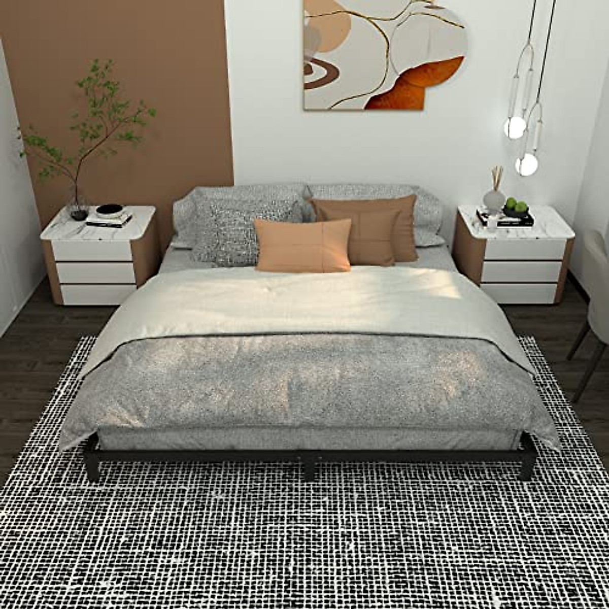 LUKIROYAL Sturdy Low Bed Frame Full- Metal 7-Inch Platform Base with Steel Slats - Easy Assembly, Noise-Free, No Box Spring Needed - Non-Slip - Black