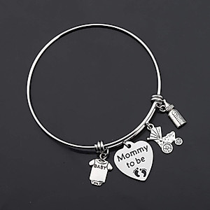CHOORO Mommy to Be Bracelet Expectant Mother Bracelet New Mom Gift Pregnancy Announcement Gift for Mother-to-be (Heart Mommy to be bb)