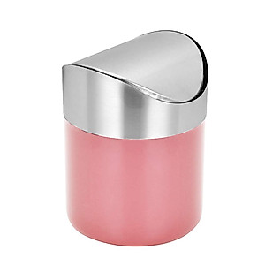 carduran Mini Trash Can Stainless Steel Household Living Room Bedroom with Shake Lid Office Creative Desktop Storage Trash Can - Silver