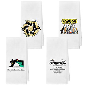 Funny Greyhound Glossary Zoomie Absorbent Kitchen Towels And Dishcloths 16×24 Inches Set Of 4,Funny Greyhound Hand Towel Dish Towel Tea Towel For Kitchen Bathroom Decor,Greyhound Lovers Owners Gifts